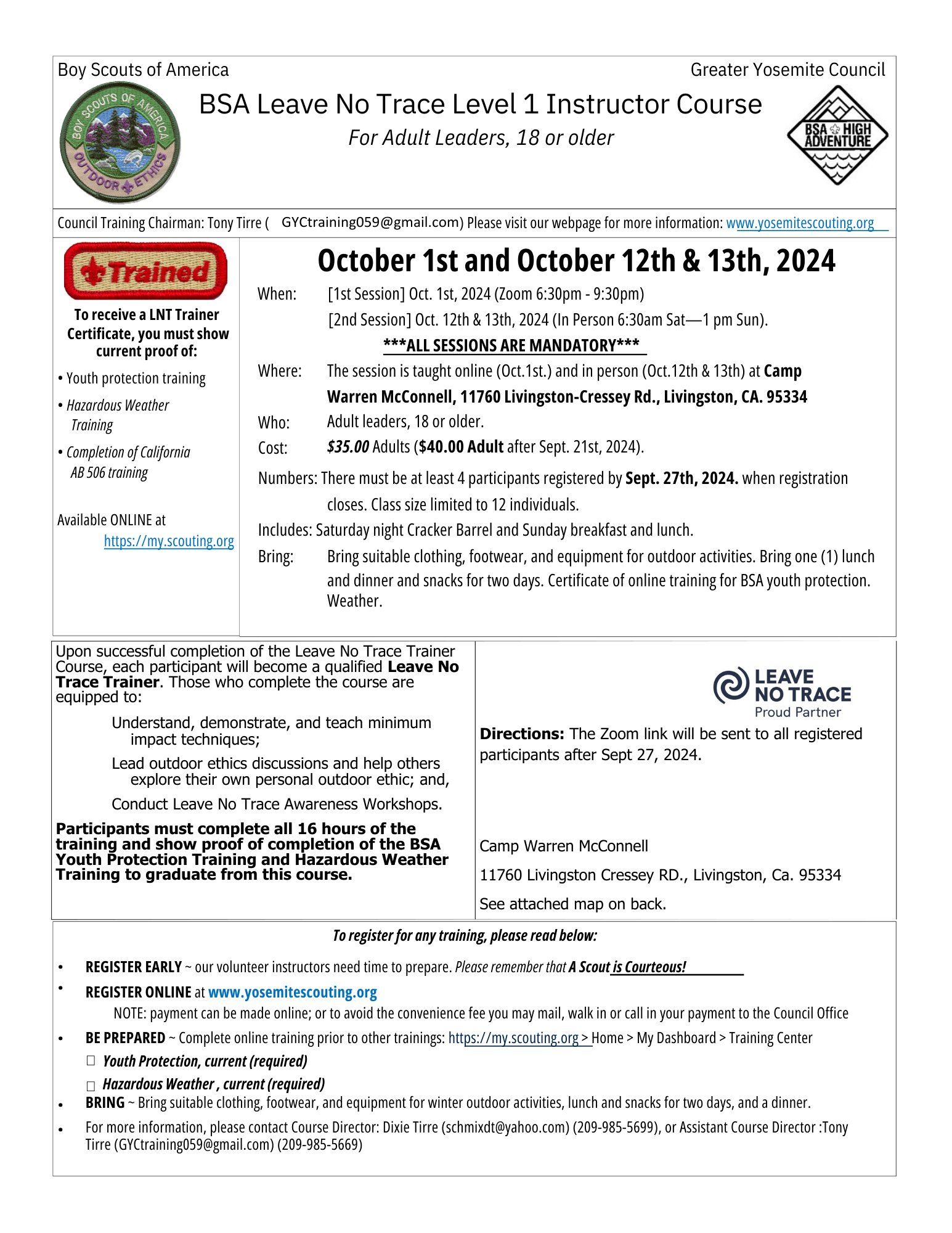 BSA Leave No Trace Level 1 Instructor Course